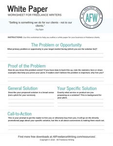White Paper Worksheet for Freelance Writers | All Freelance Writing
